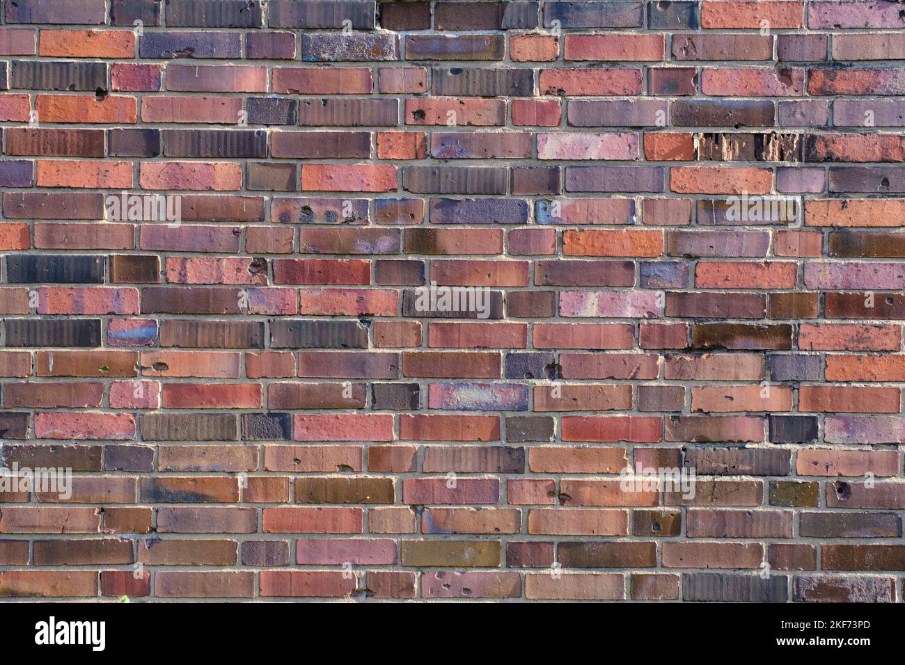 Background, brick wall made old German red burnt brick with traces ...