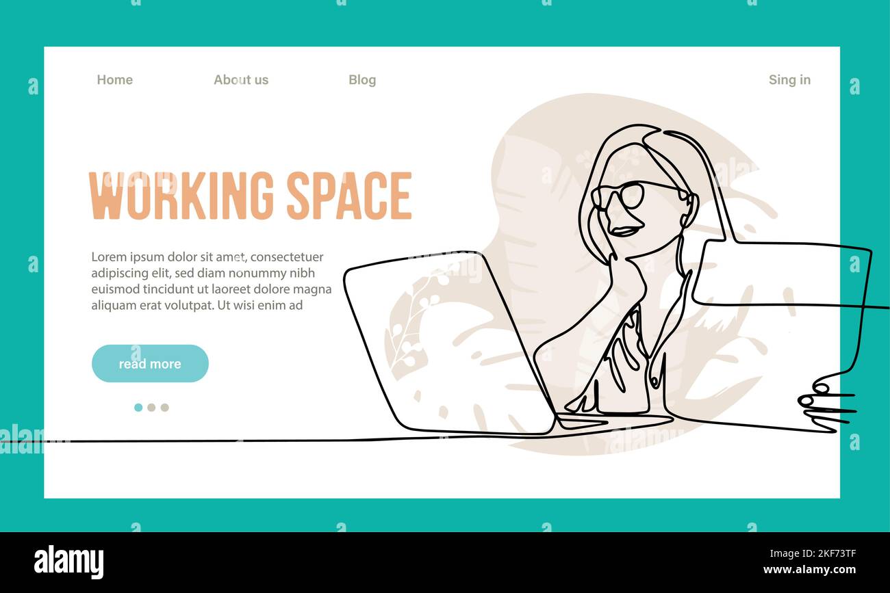 Coworking Space Landing Page Cartoon Template. Freelancers Team Working ...