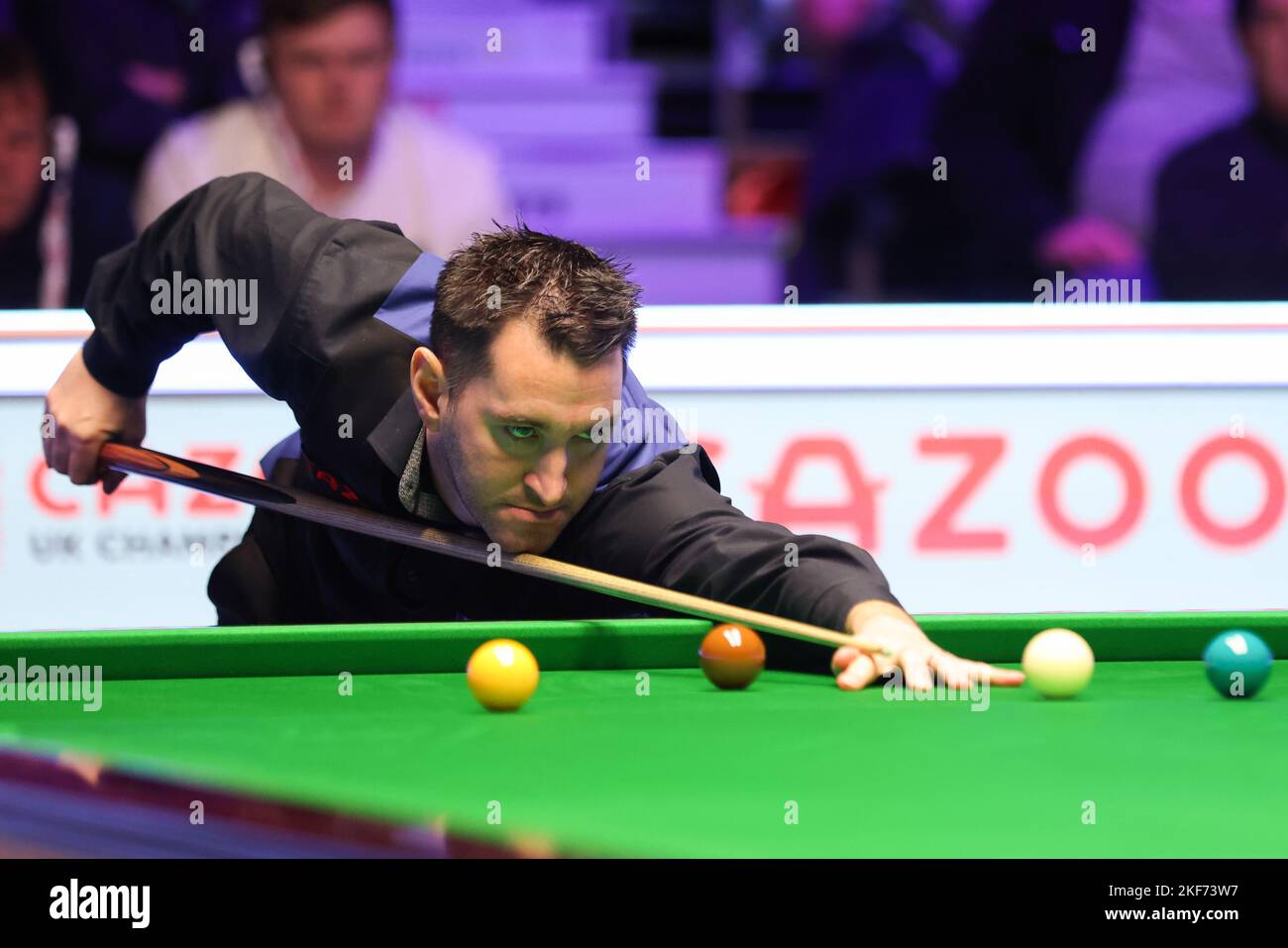 England’s Tom Ford during day five of the Cazoo UK Snooker Championship ...