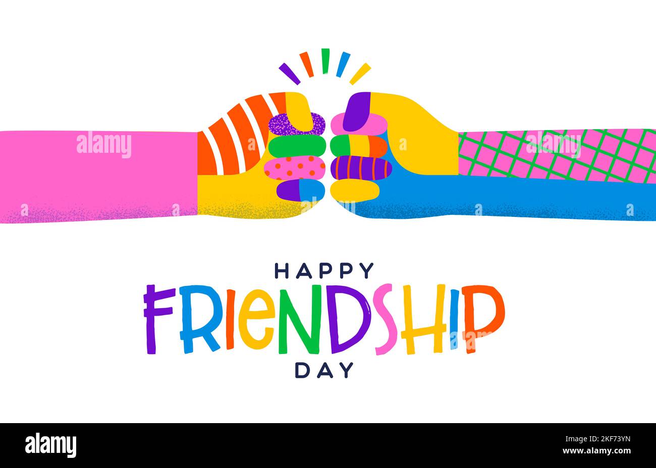 Happy frindship day greeting card illustration of colorful diverse ...