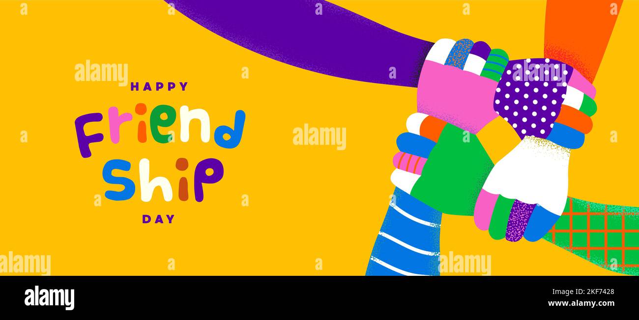Happy frindship day greeting card vector illustration. Diverse and ...