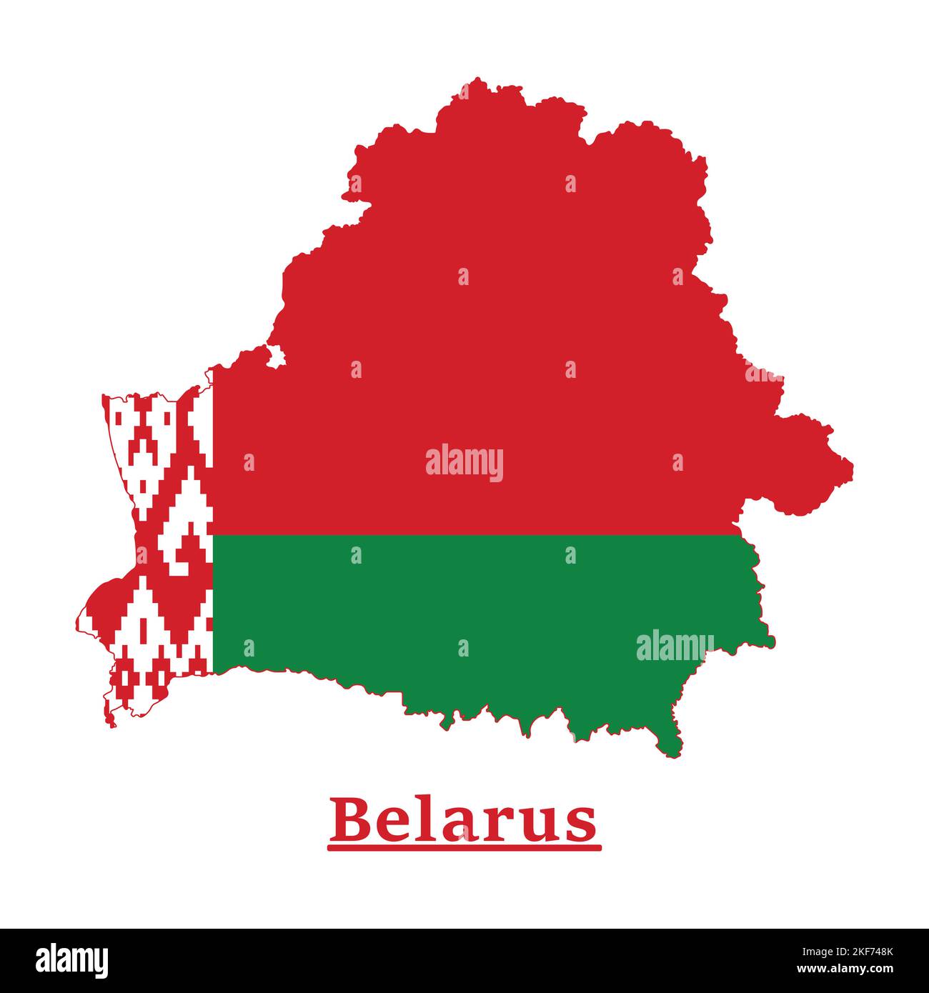 The beautiful Belarus map with the flag colors isolated on a white ...
