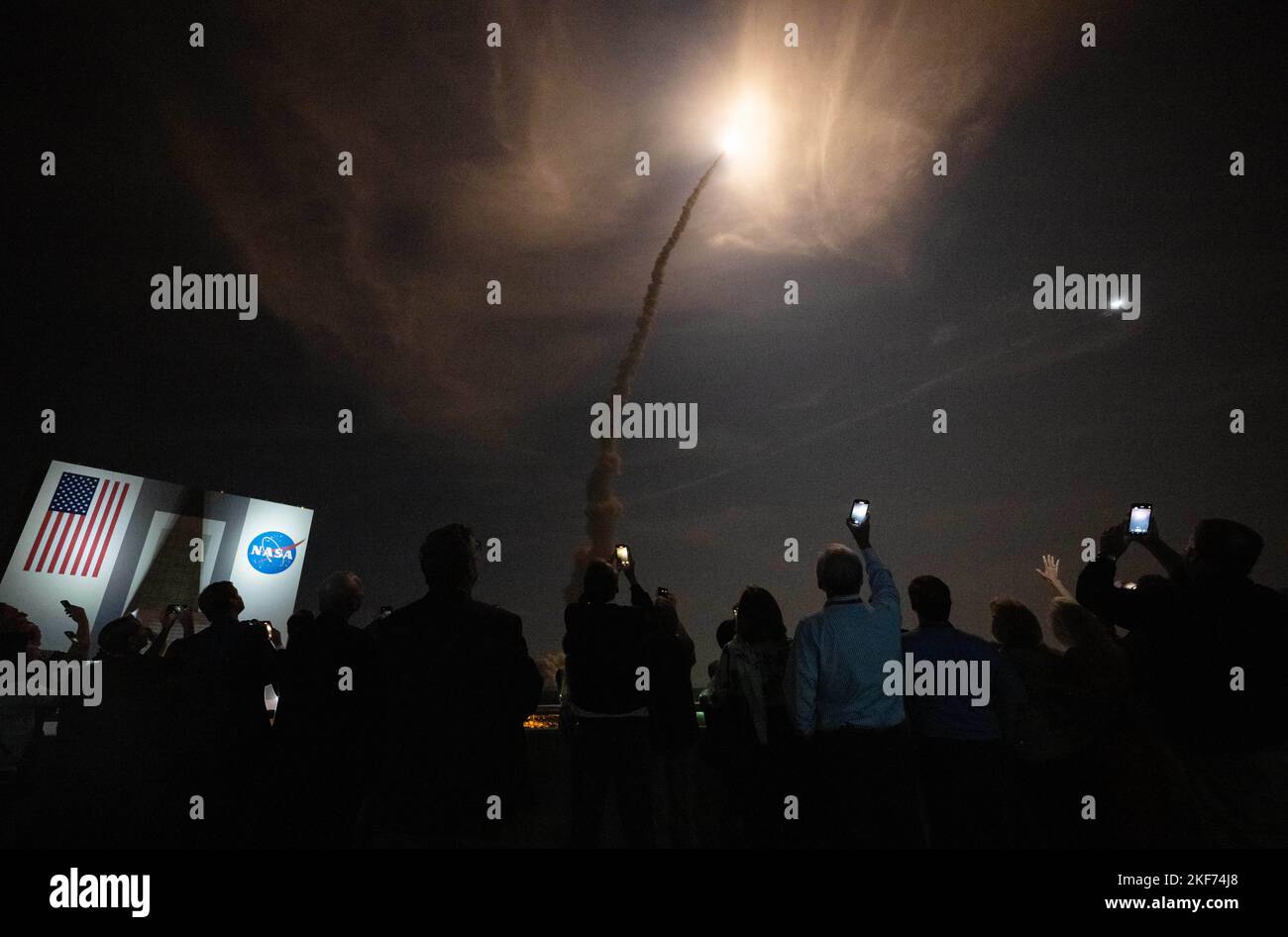 Cape Canaveral, Florida, USA. 16th Nov, 2022. Guests watch the launch of NASA's Space Launch ...