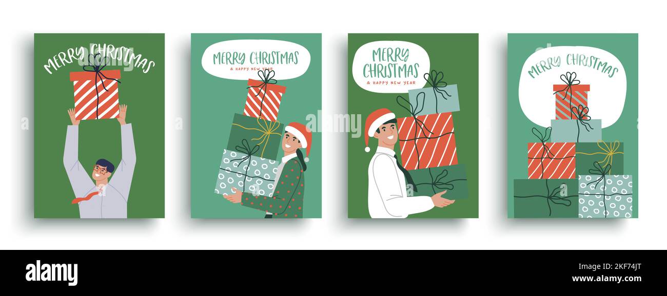 Christmas office party invitation greeting card set illustration of ...