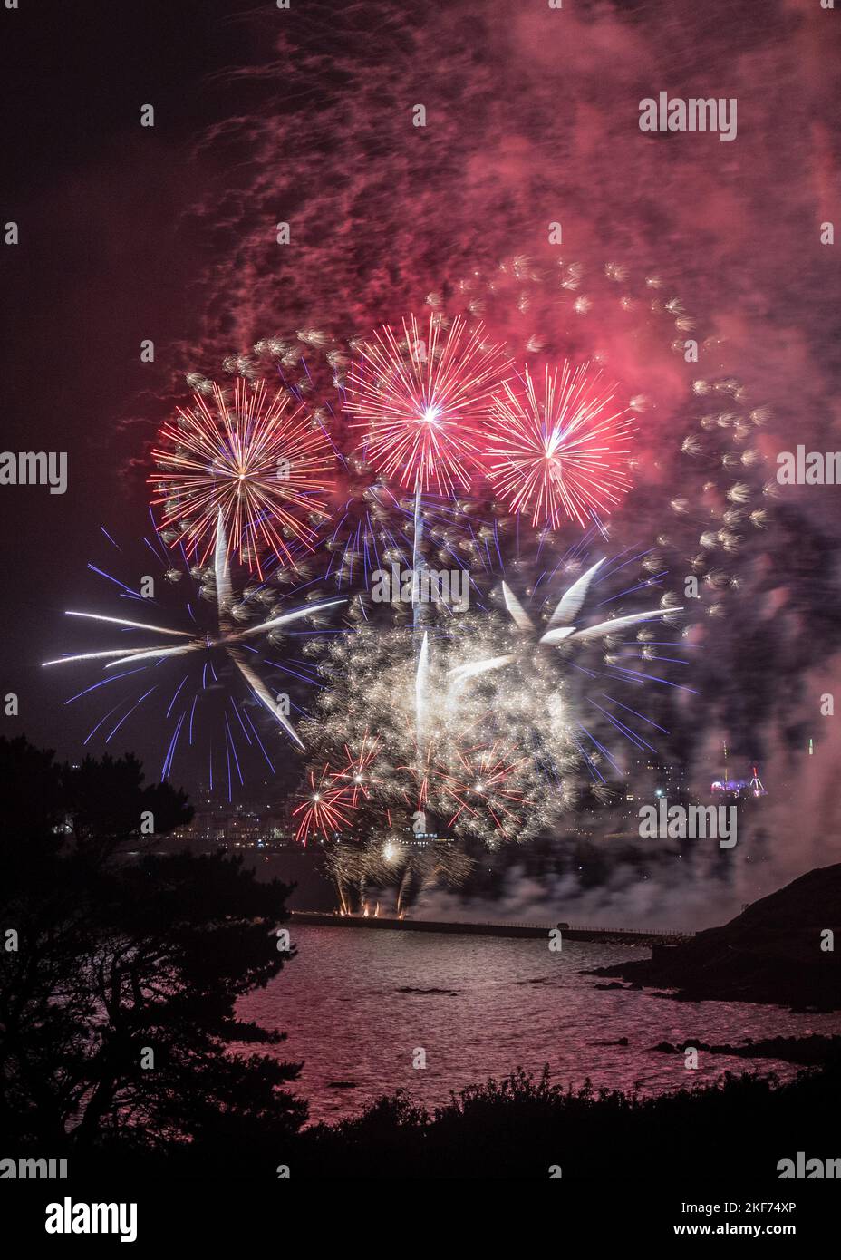 Fireworks over Mount Batten Stock Photo - Alamy