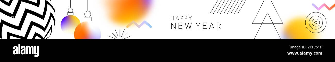 Happy New Year web banner illustration of modern abstract blur holiday ...