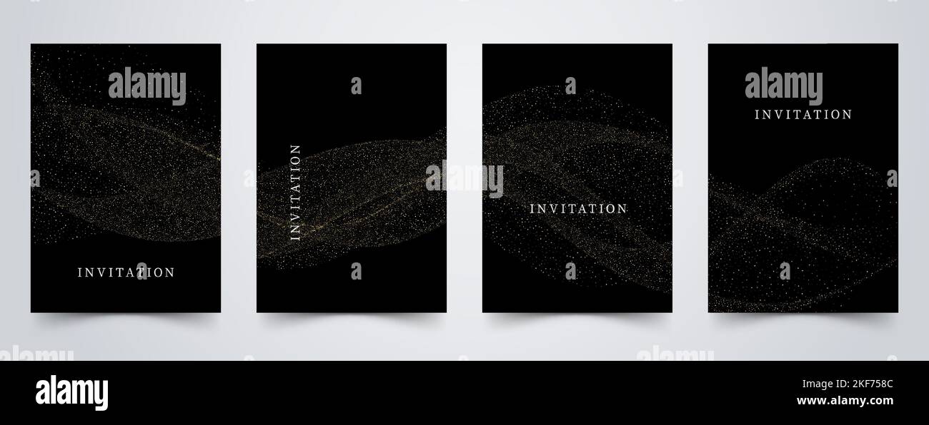 Set Of Abstract Golden Wave Pattern Minimal Modern Luxury Graphic Design Bright Golden Wave On