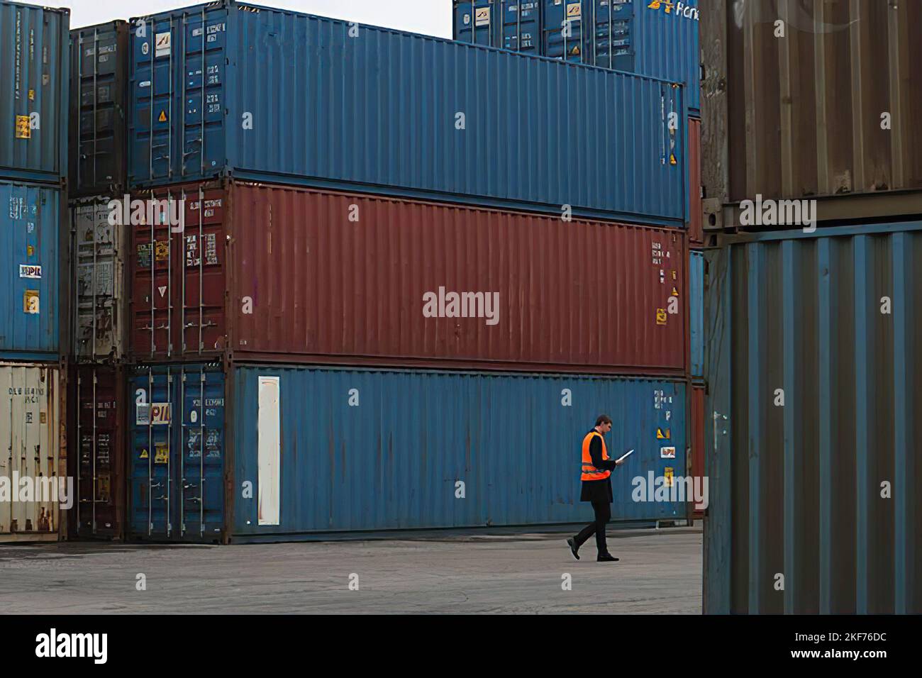 Container port stacked crates hi-res stock photography and images - Alamy