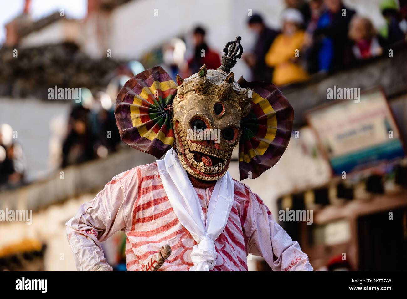 Tibetan Buddhist in traditional demon ghost clothing in Ritual Dance at ...