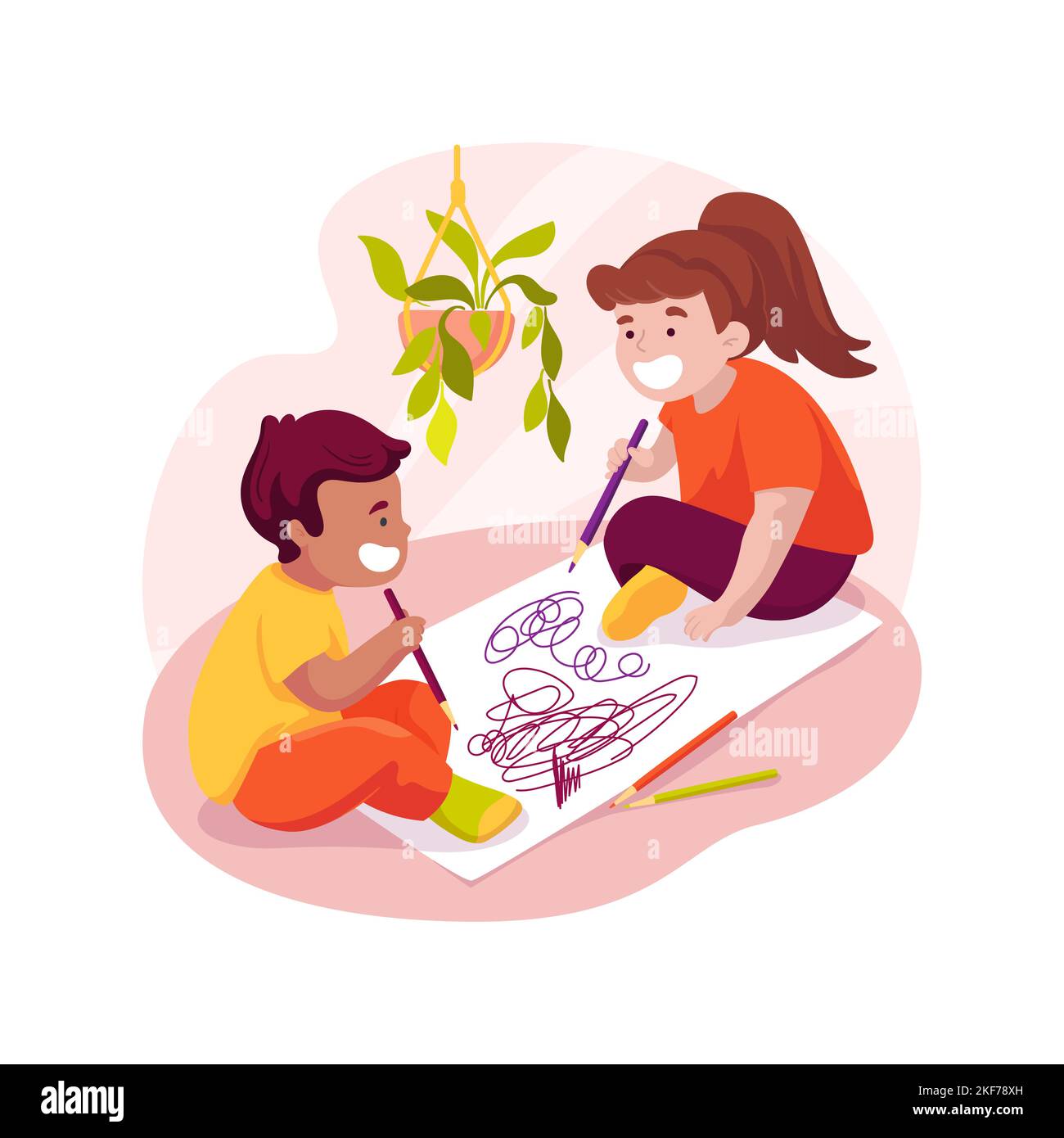 Kid scribbling on wall Stock Vector Images - Alamy