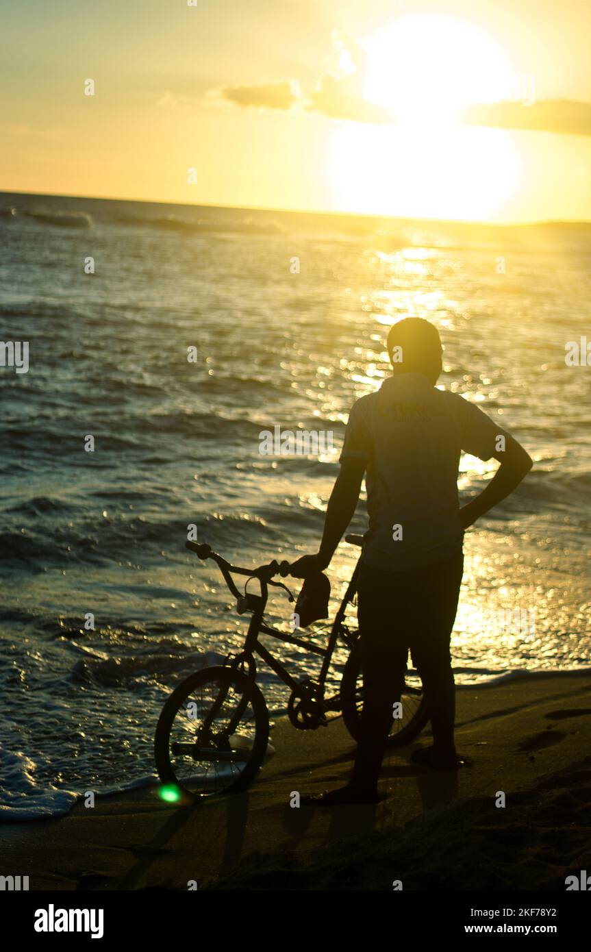 Beautiful yellow sunset at caleta de la romana beach dominican republic ...