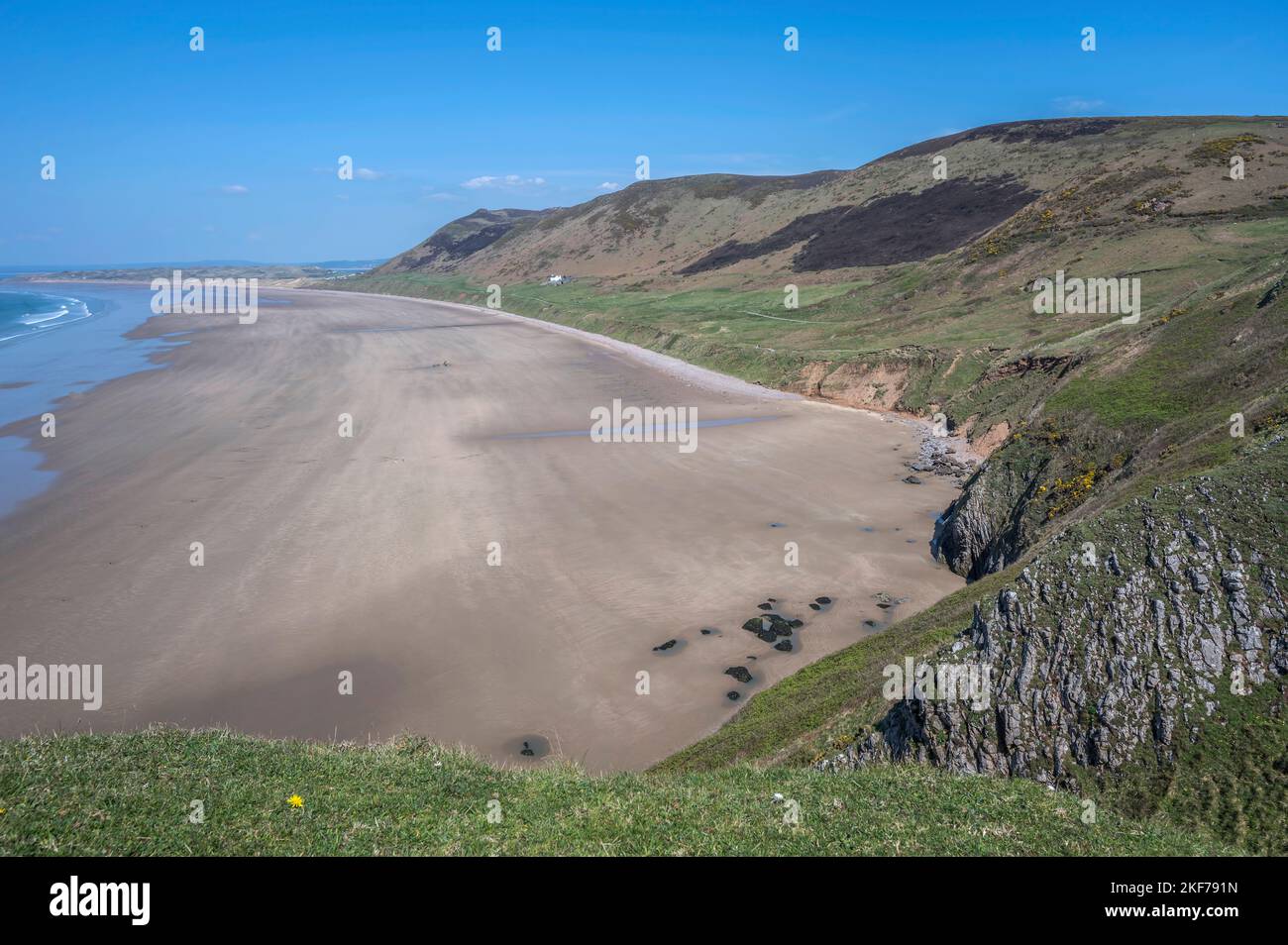 Rhossilli large sandy beach on the Welsh South coast Stock Photo - Alamy