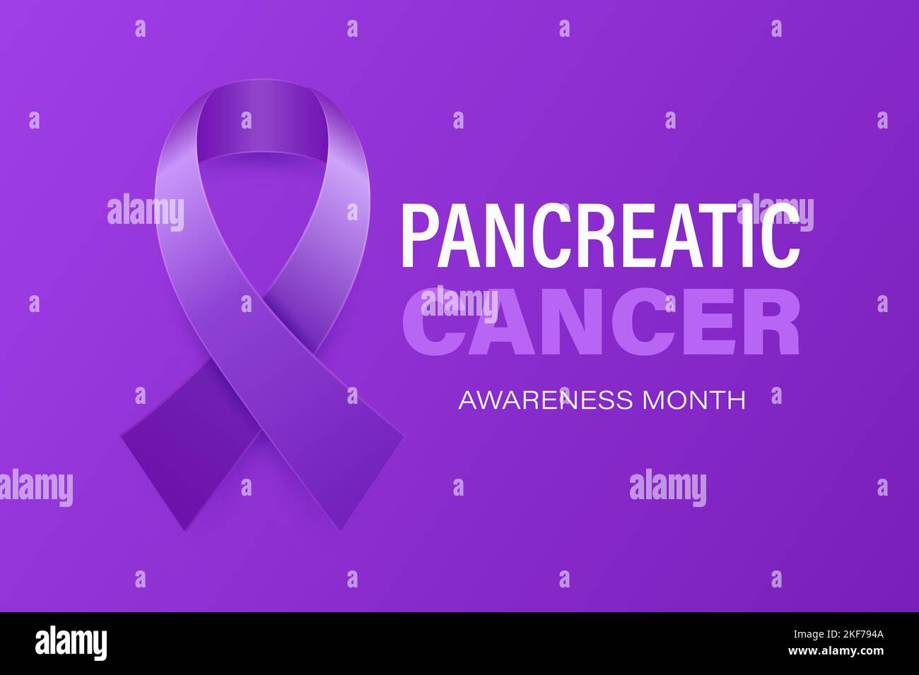 Pancreatic Cancer Banner, Card, Placard with Vector 3d Realistic Purple ...