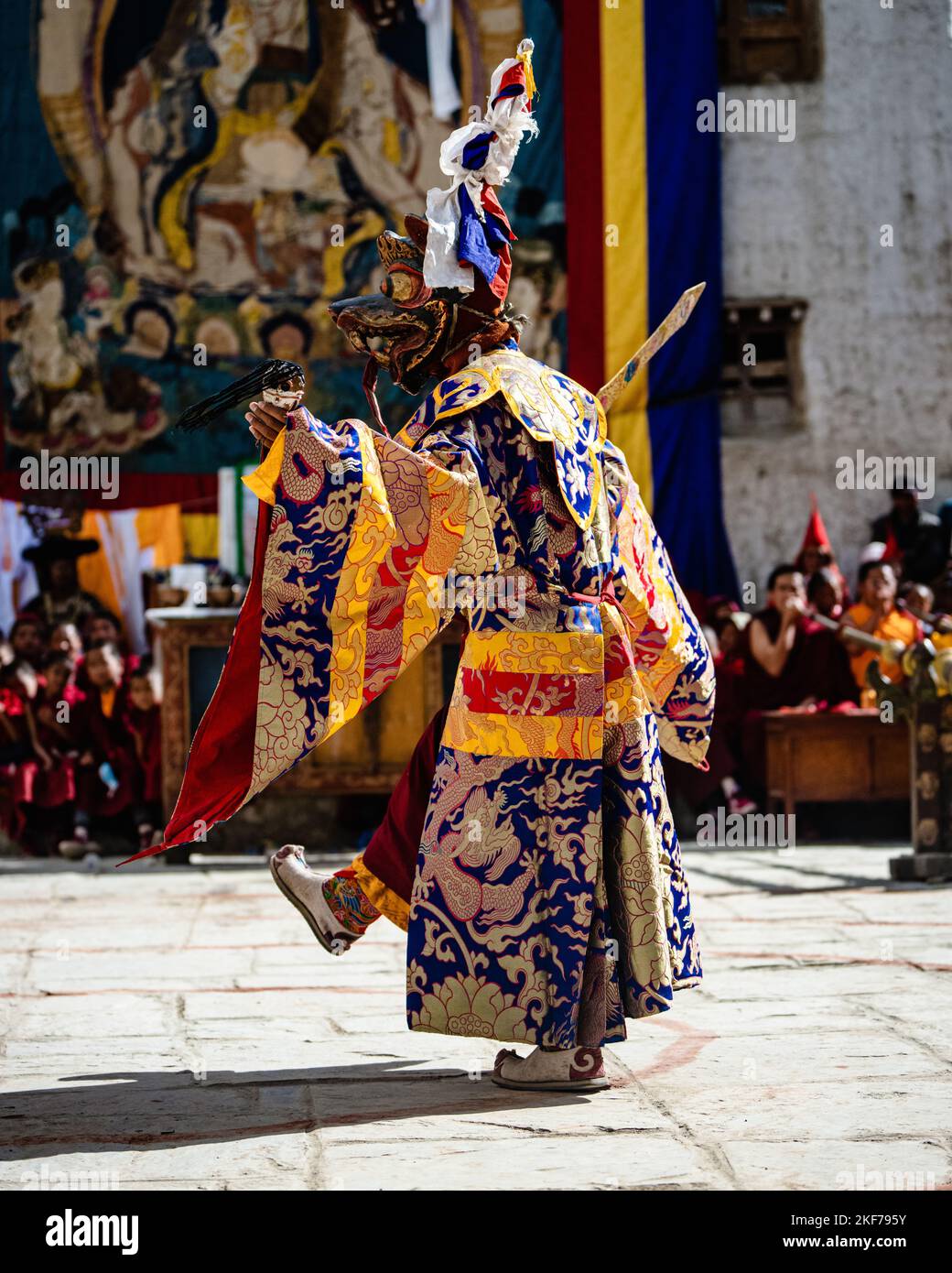 Tibetan Buddhist in traditional demon ghost clothing in Ritual Dance at ...