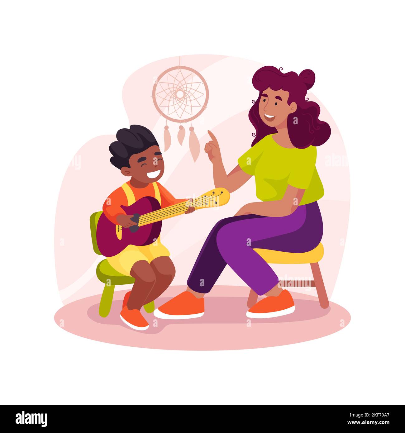 Guitar class isolated cartoon vector illustration Stock Vector Image ...