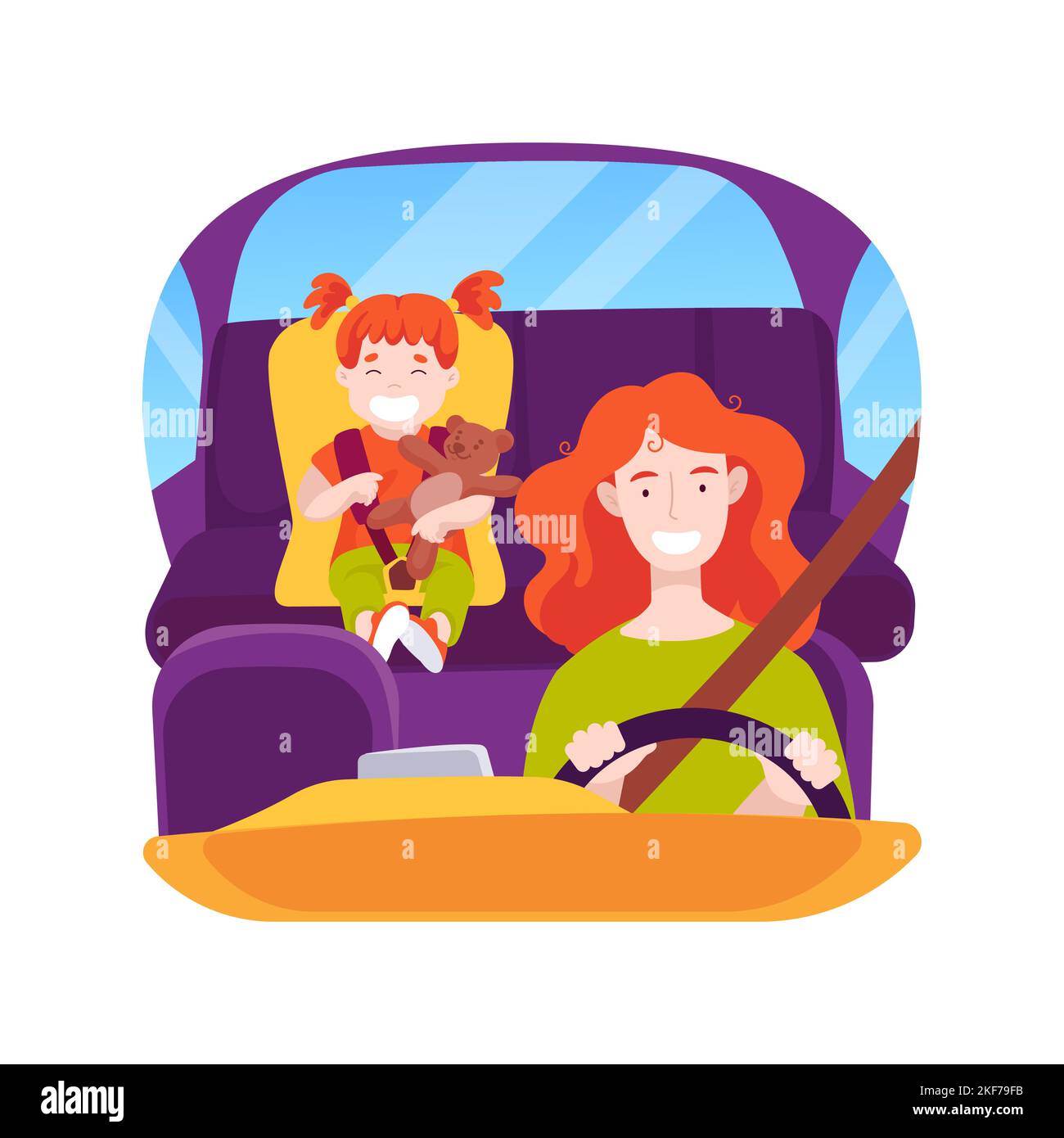 Driving to kindergarten isolated cartoon vector illustration Stock ...
