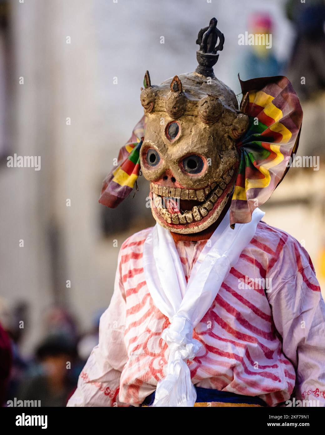 Tibetan Buddhist in traditional demon ghost clothing in Ritual Dance at ...