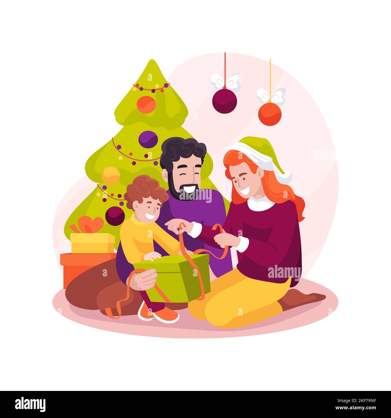 Opening presents isolated cartoon vector illustration Stock Vector ...