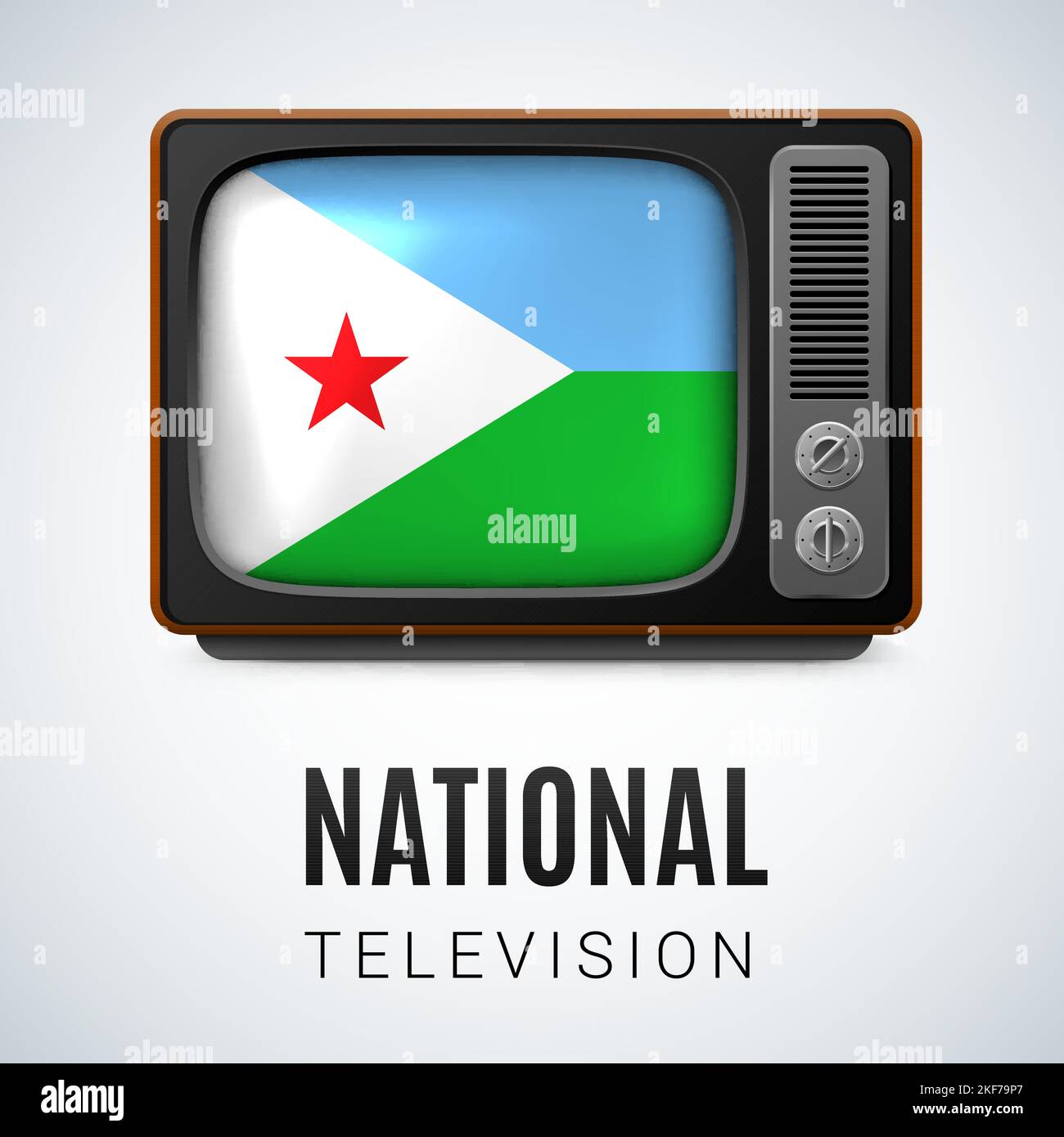 Vintage TV and Flag of Djibouti as Symbol National Television. Button ...