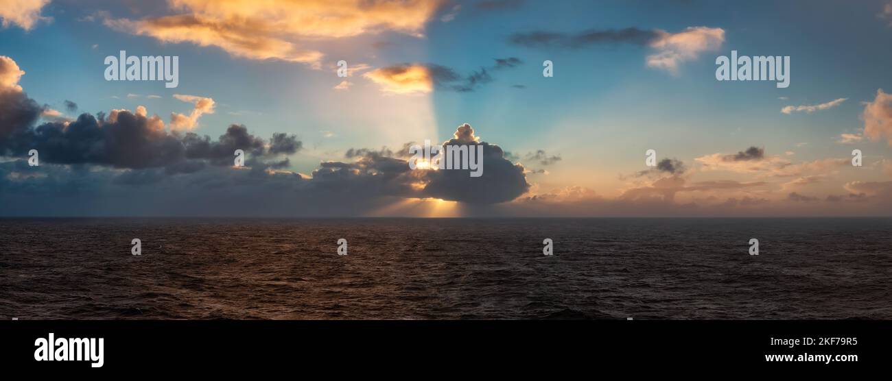 Dramatic Colorful Sunrise Sky over North Atlantic Ocean. Cloudscape ...