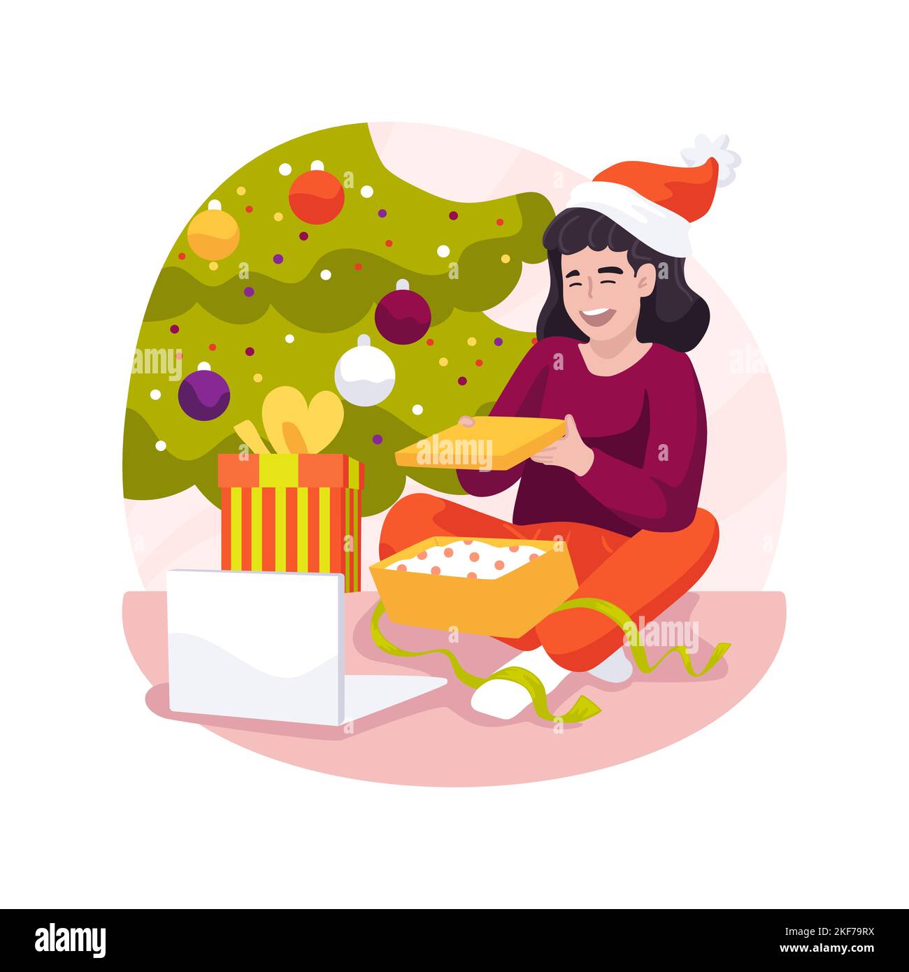 Online gifts opening isolated cartoon vector illustration Stock Vector ...