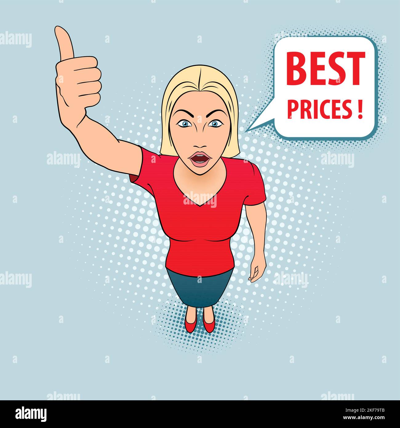 Illustration of a Woman in Red Blouse Giving a Thumbs Up. Best Prices ...