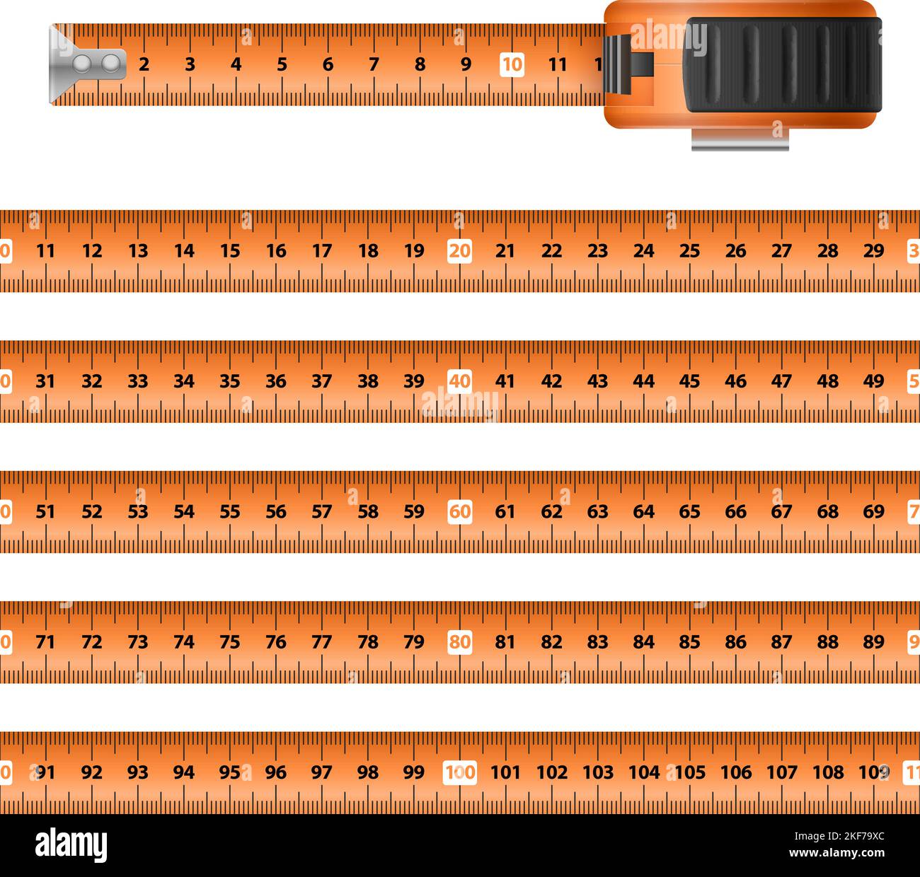 Measuring Graphic Design Orange Centimeter Scale Isolated on the White ...