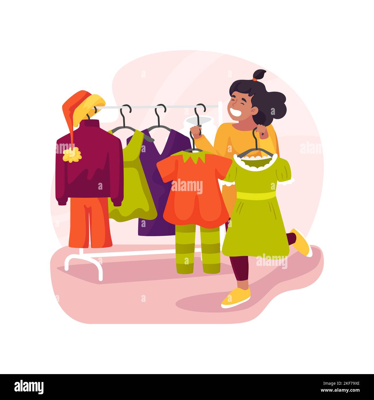 Choosing Christmas costume isolated cartoon vector illustration Stock ...