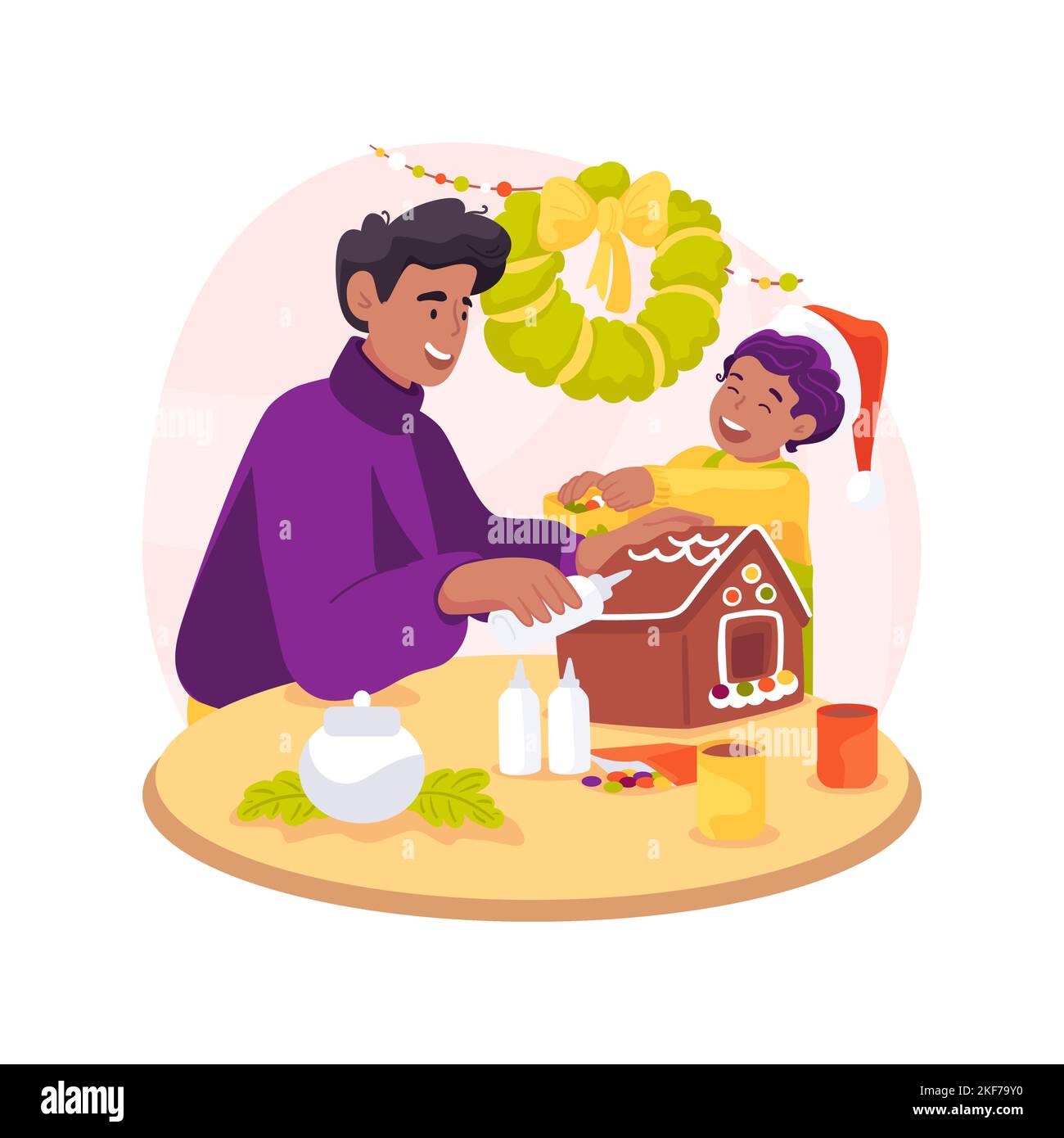 Gingerbread house isolated cartoon vector illustration Stock Vector ...