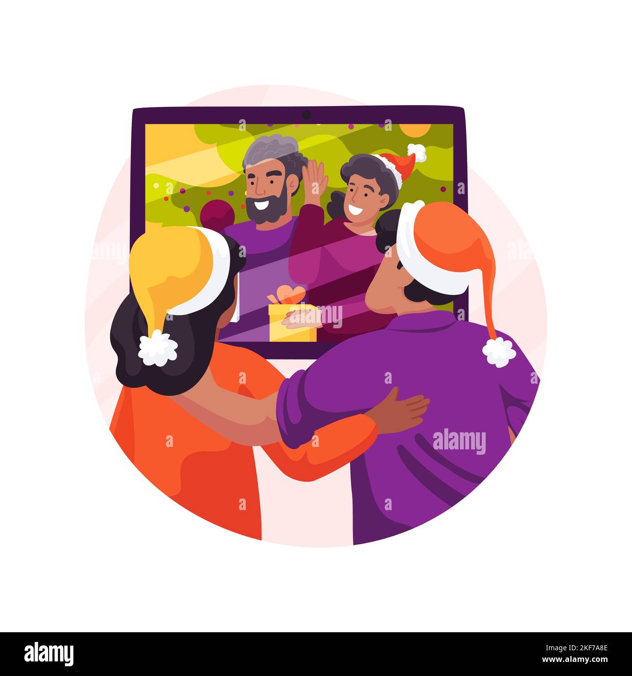 Online family gathering isolated cartoon vector illustration Stock ...