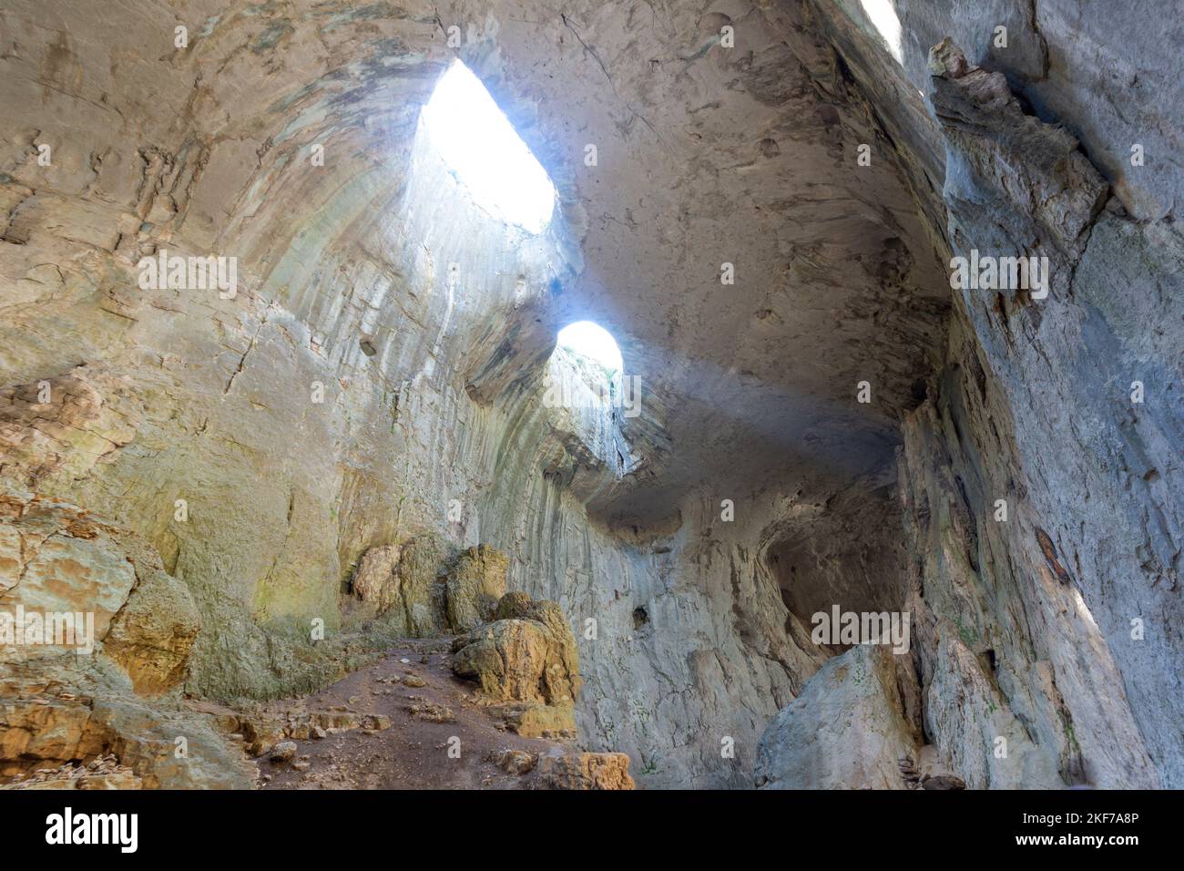 Prohodna cave known as God's eyes near Karlukovo village, Lovech region ...