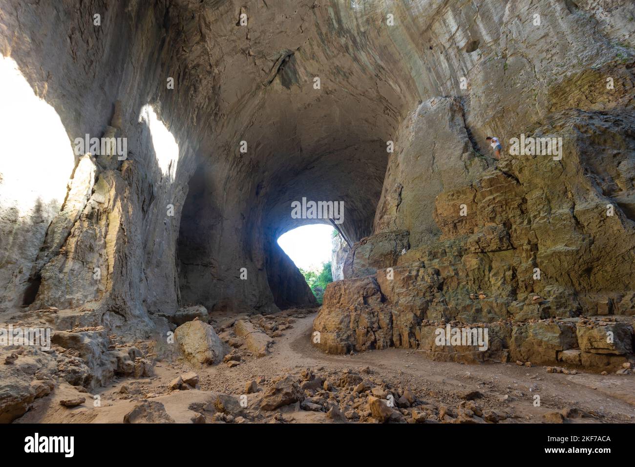 Prohodna cave known as God's eyes near Karlukovo village, Lovech region ...