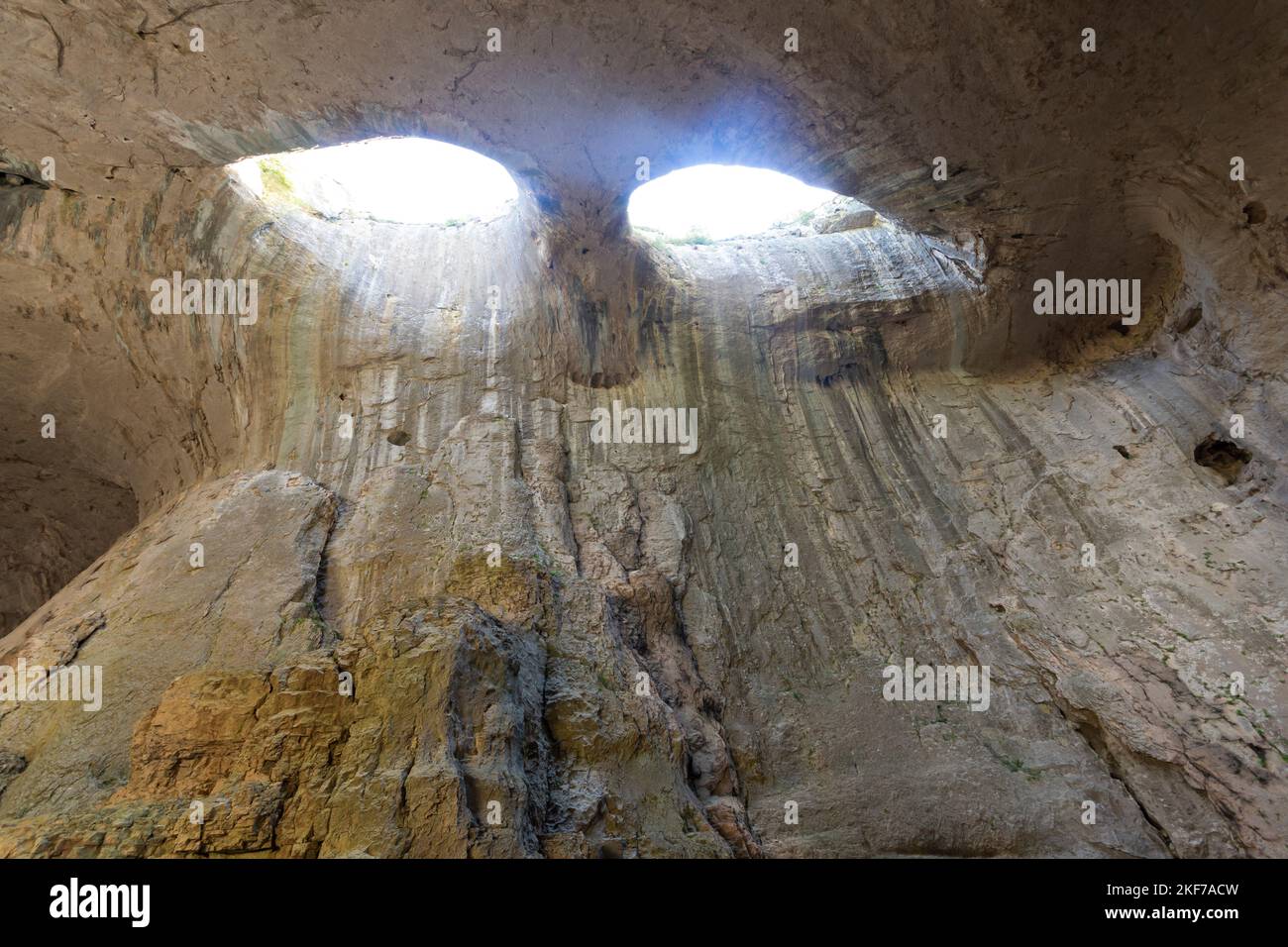 Prohodna cave known as God's eyes near Karlukovo village, Lovech region ...