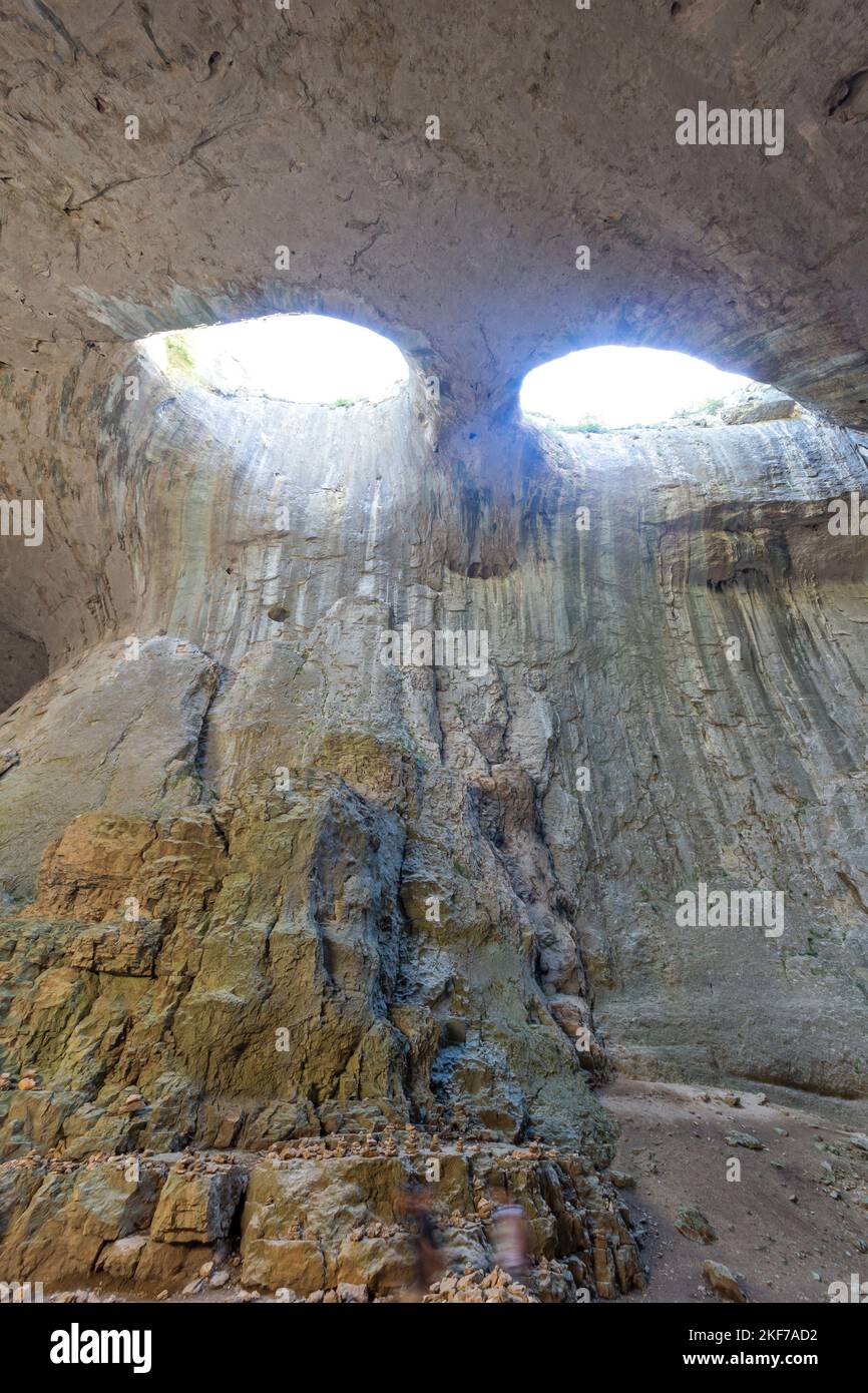 Prohodna cave known as God's eyes near Karlukovo village, Lovech region ...