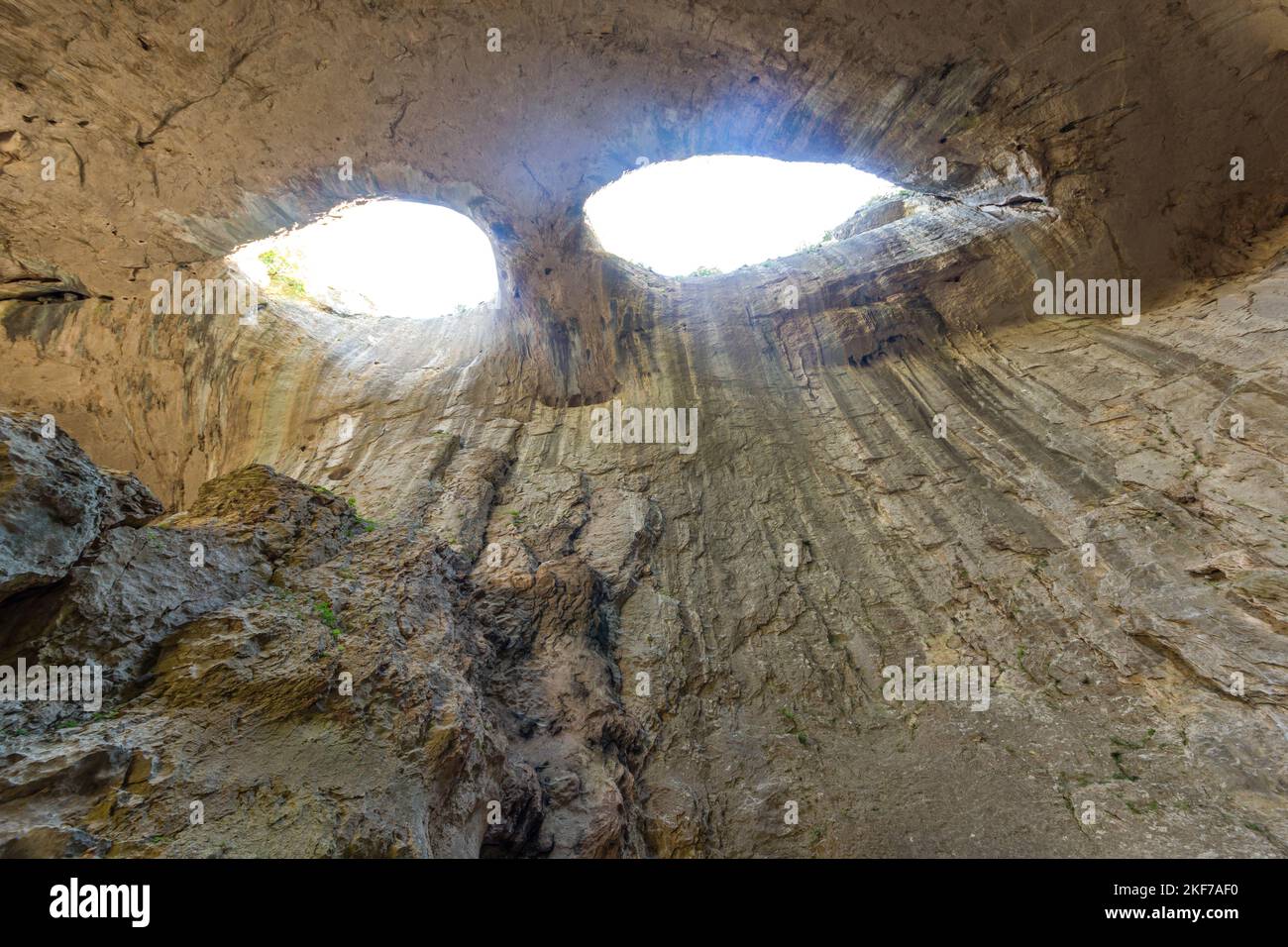 Prohodna cave known as God's eyes near Karlukovo village, Lovech region ...