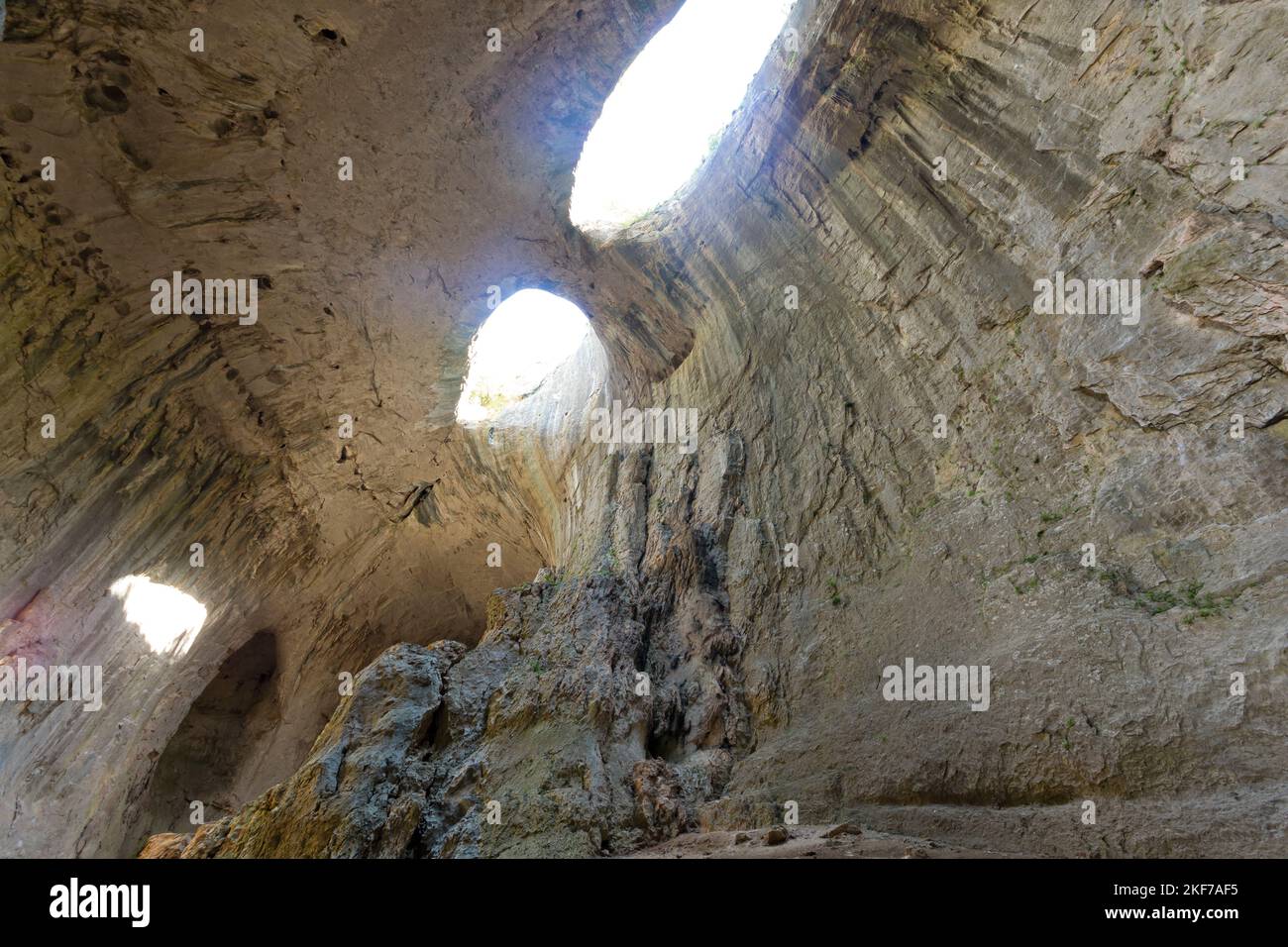Prohodna cave known as God's eyes near Karlukovo village, Lovech region ...