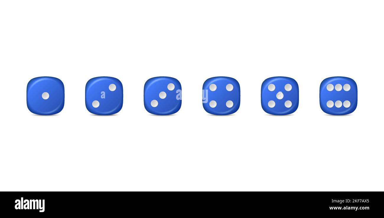 Vector 3d Realistic Blue Game Dice Icon Set Closeup Isolated. Game ...