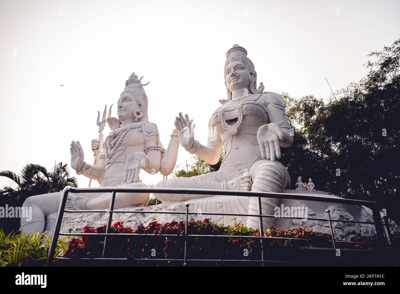 The white Shiva and Parvathi statues on Kailasagiri hill in Andhra ...