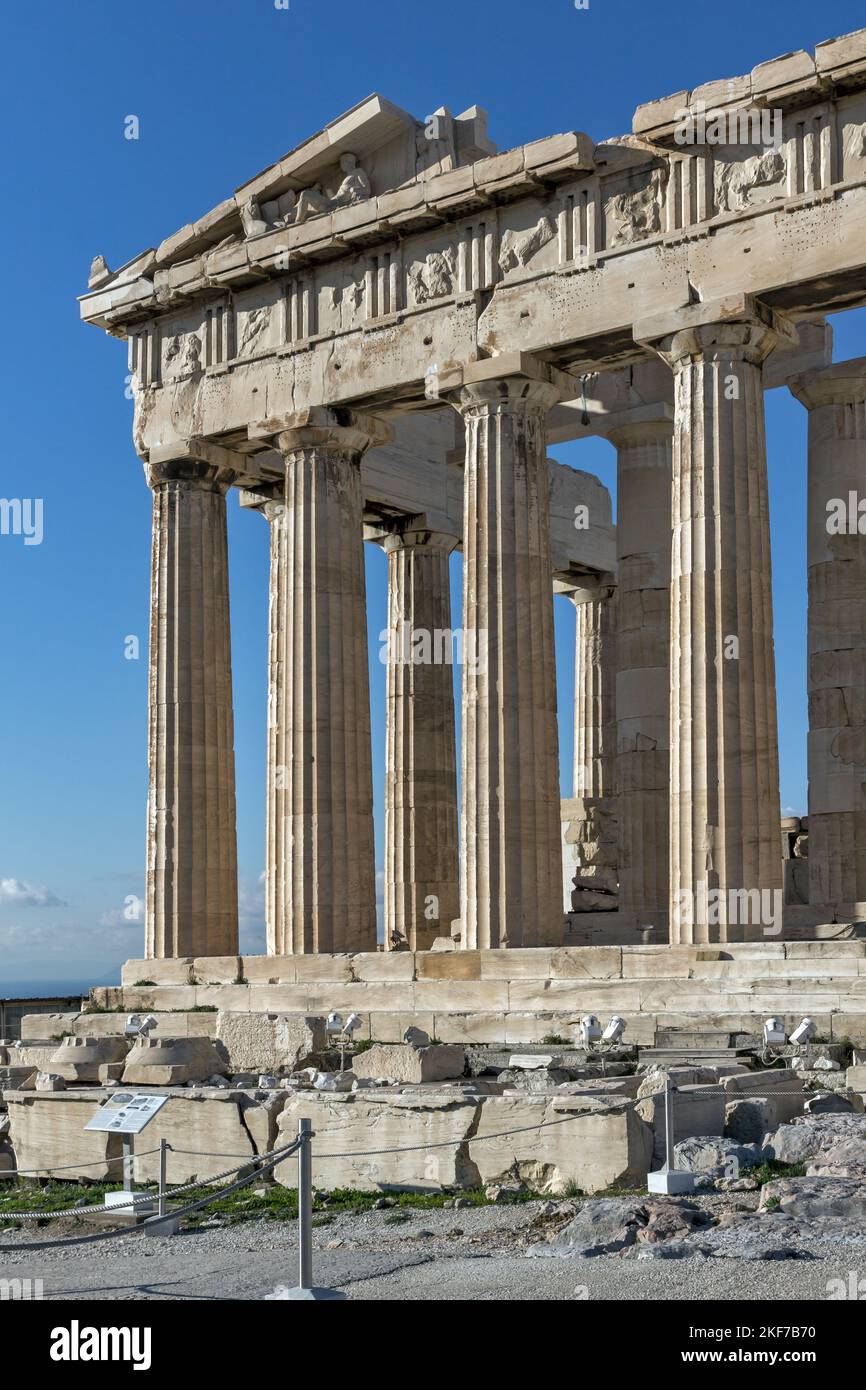 Ancient Building of The Parthenon at the Acropolis of Athens, Attica ...
