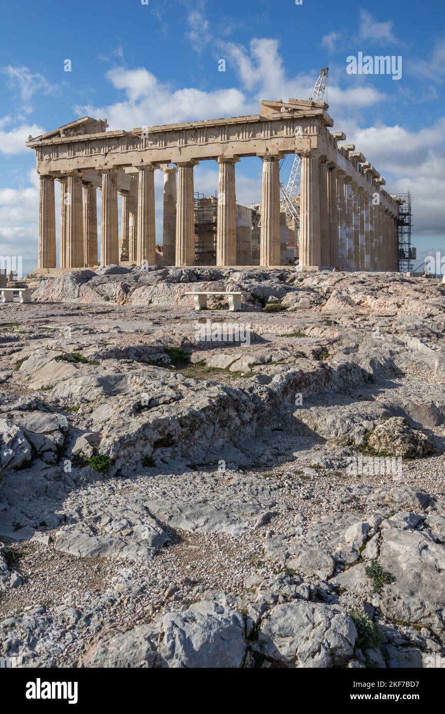 Ancient Building of The Parthenon at the Acropolis of Athens, Attica ...