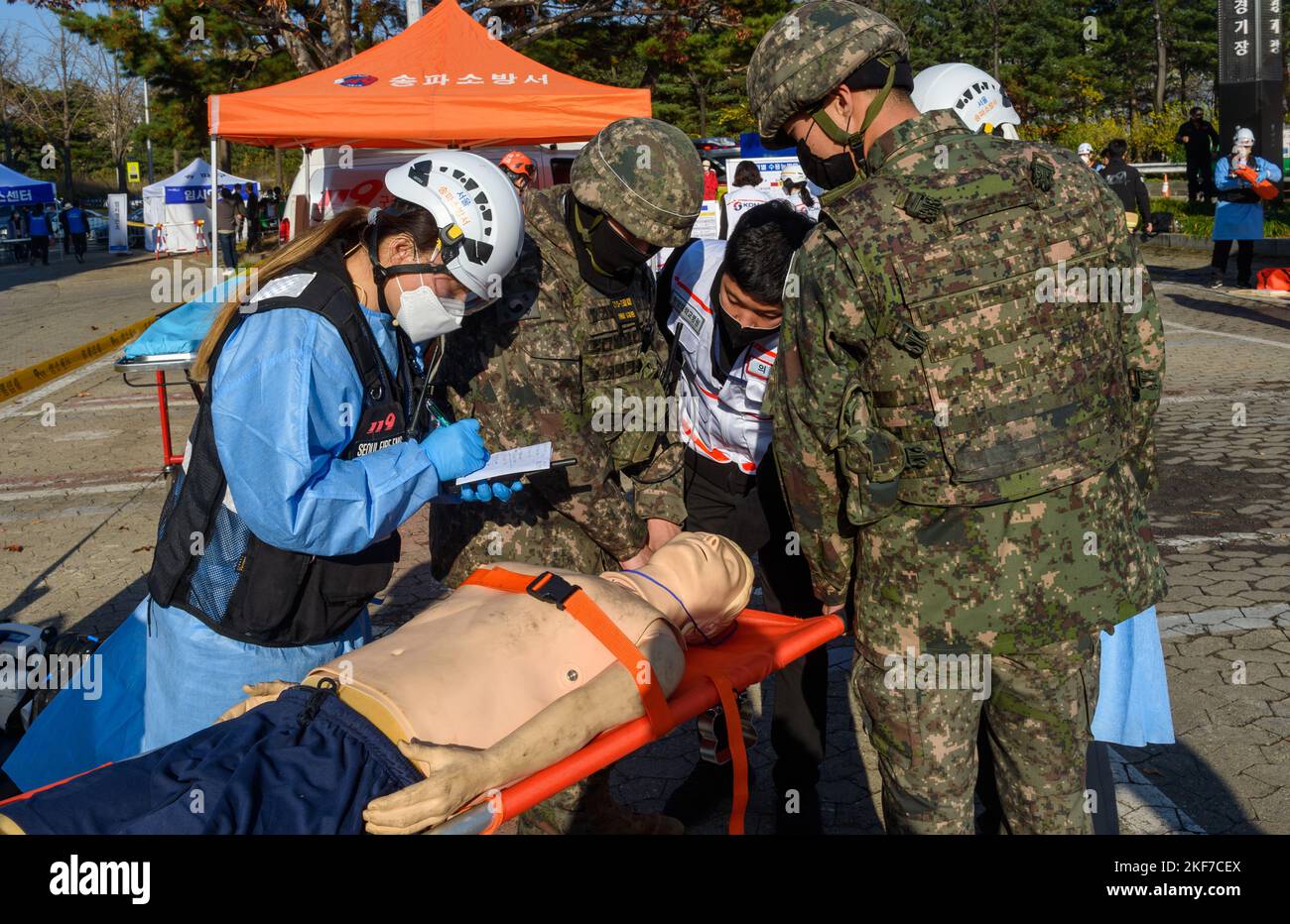 A disaster medical team is conducting patient classification and ...