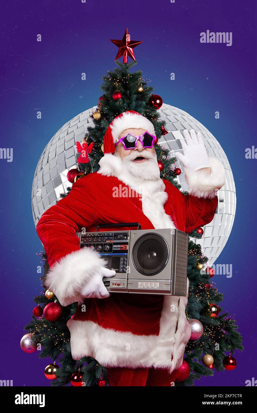 Creative photo 3d collage artwork poster postcard of cool grandfather ...