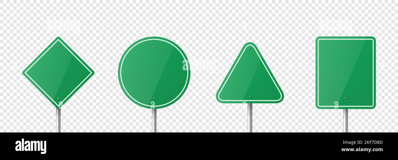 Vector Green Warning, Danger Stop Sign Frame Icon Set Isolated. Rhombus ...