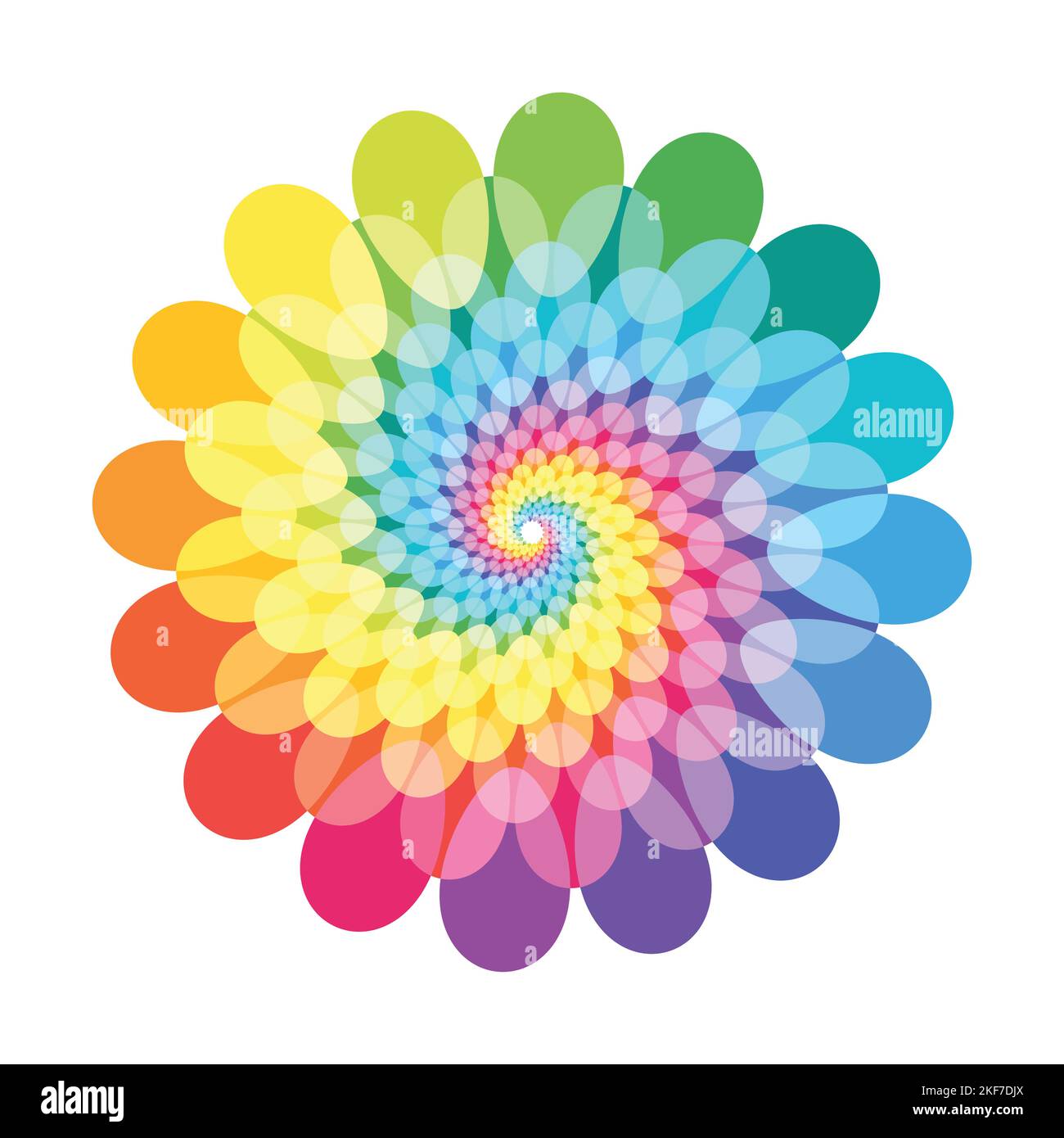 Swirling like spiral shape made from colorful bright rounded elements ...