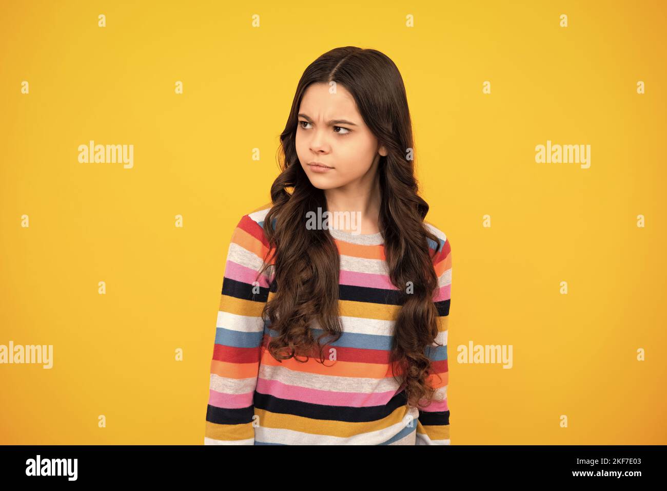 Angry face, upset emotions of teenager girl. Angry portrait young girl ...