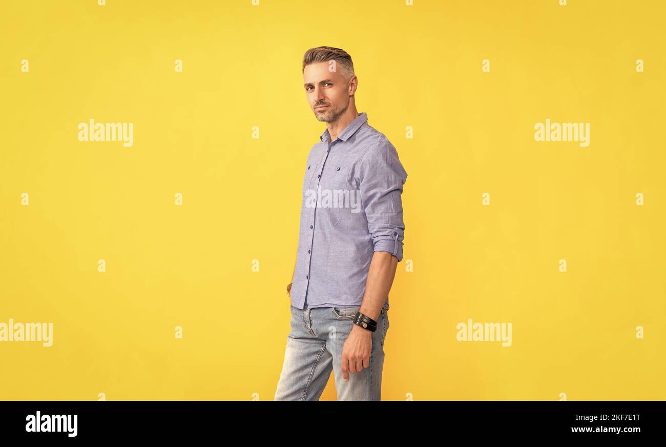 handsome guy with graying bristle. mens beauty. hoary man portrait with ...