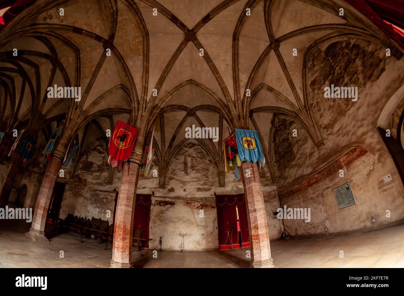 Fisheye view of the assembly hall from the Corvins' Castle Stock Photo ...