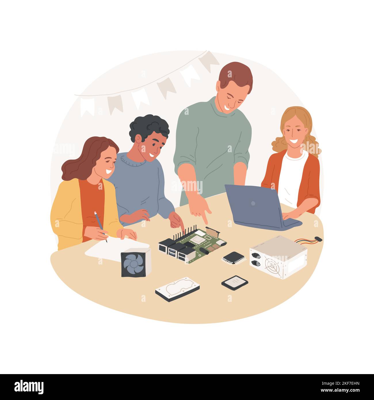 Hardware And Microcontrollers Isolated Cartoon Vector Illustration Education Teaching High