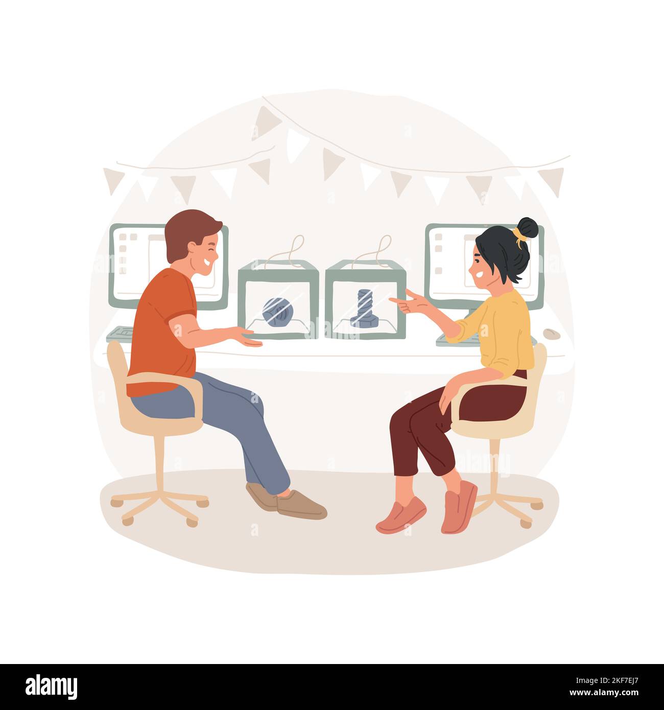 3d printing lab isolated cartoon vector illustration. Technical ...