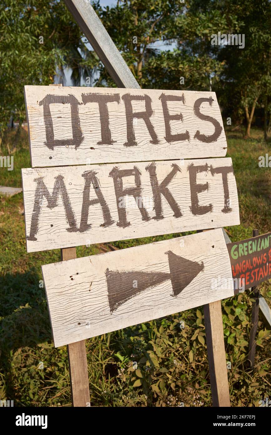 Direction Sign to Otres Market Sihanoukville Cambodia Stock Photo - Alamy